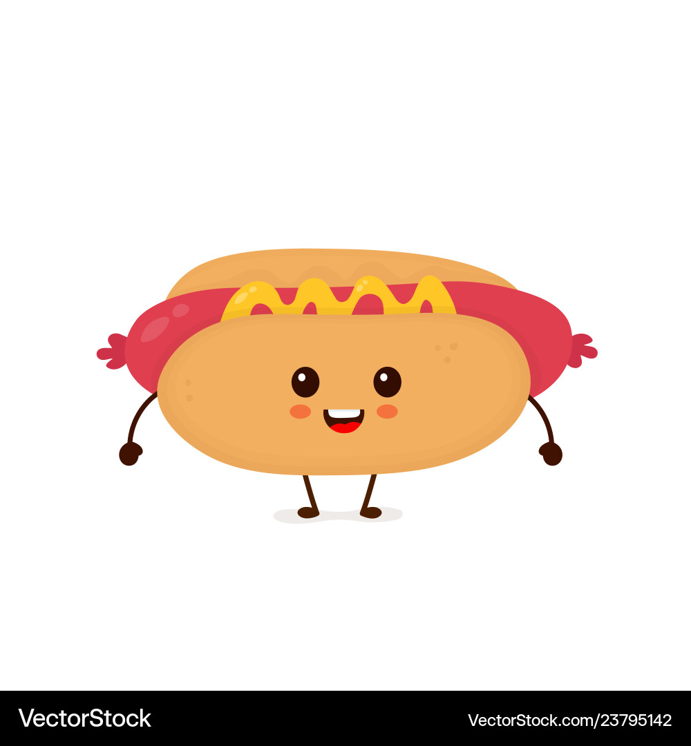 Cute funny smiling happy hot dog Royalty Free Vector Image