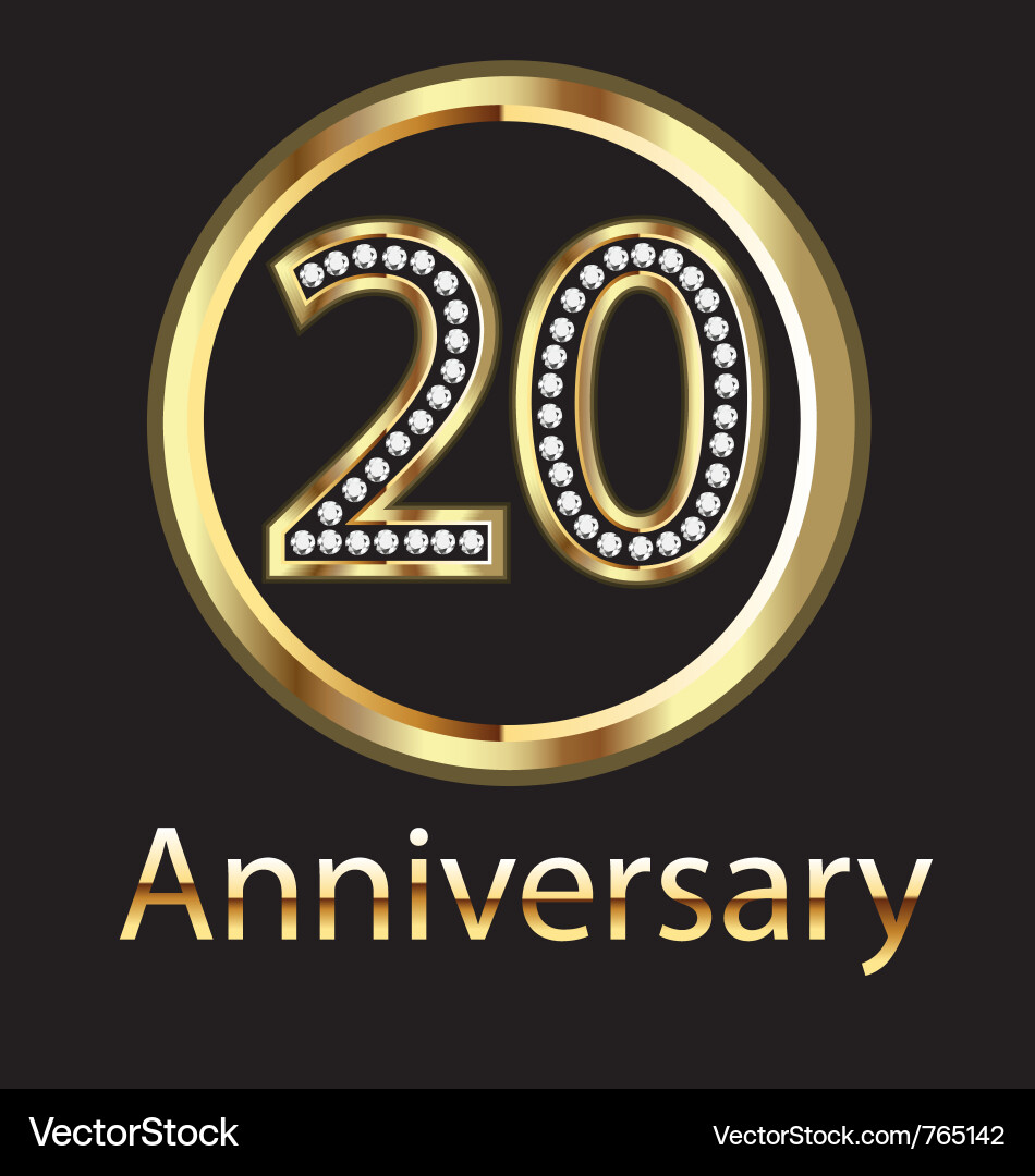Golden 20th Anniversary Celebration Royalty Free Vector