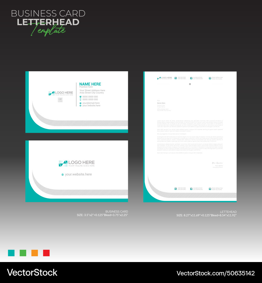 Letterhead and business card design Royalty Free Vector