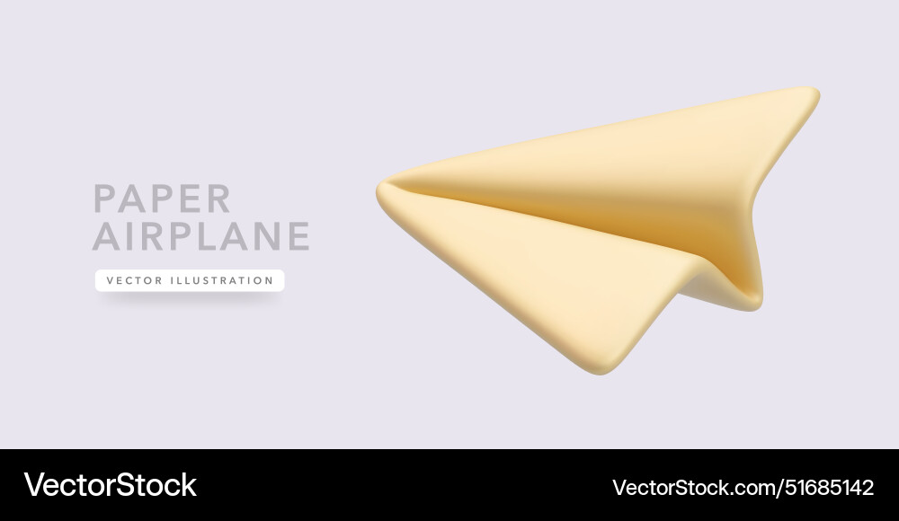 Paper airplane in realistic style isolated Vector Image