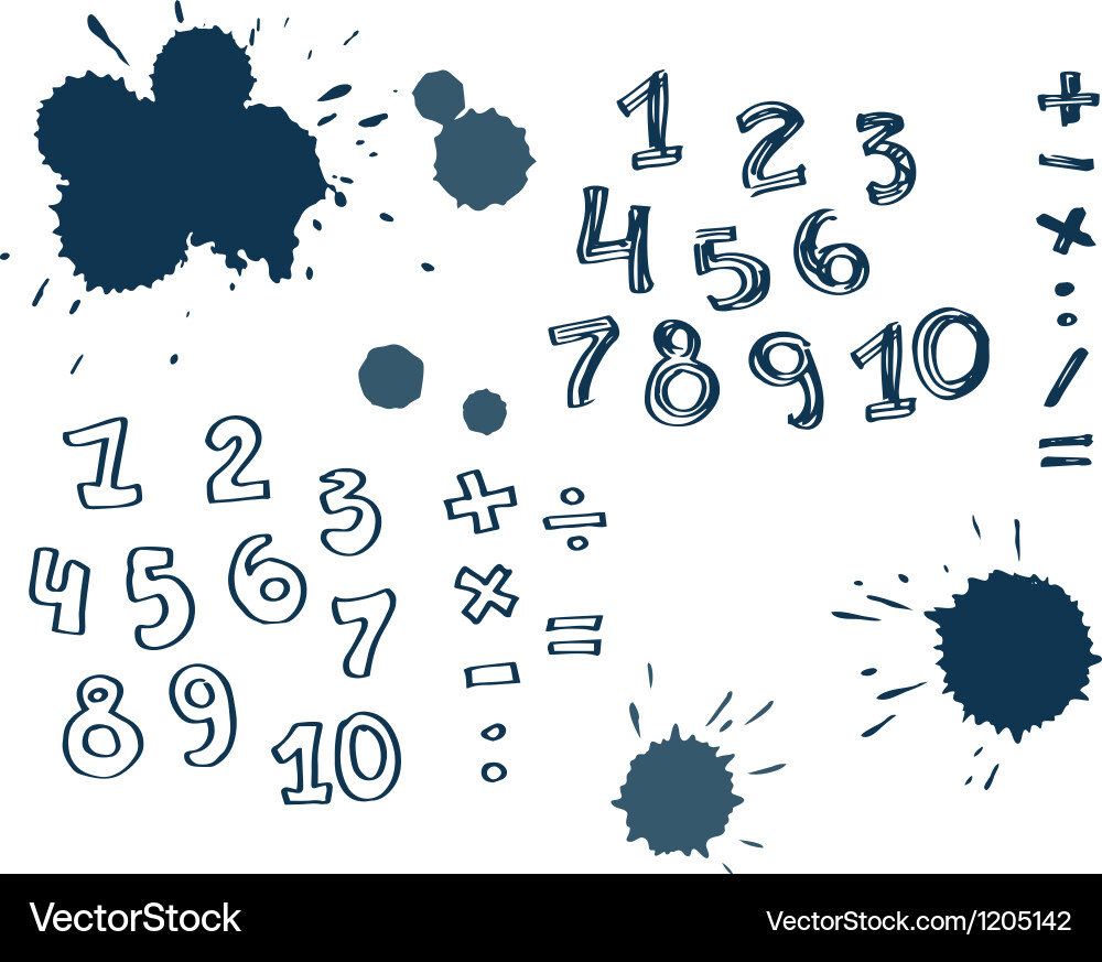 Set of hand drawn numbers Royalty Free Vector Image