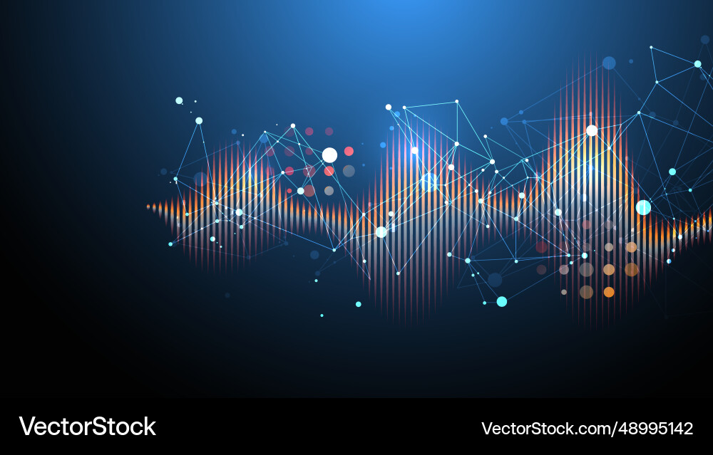 Sound wave with plexus effect dynamic vibration Vector Image