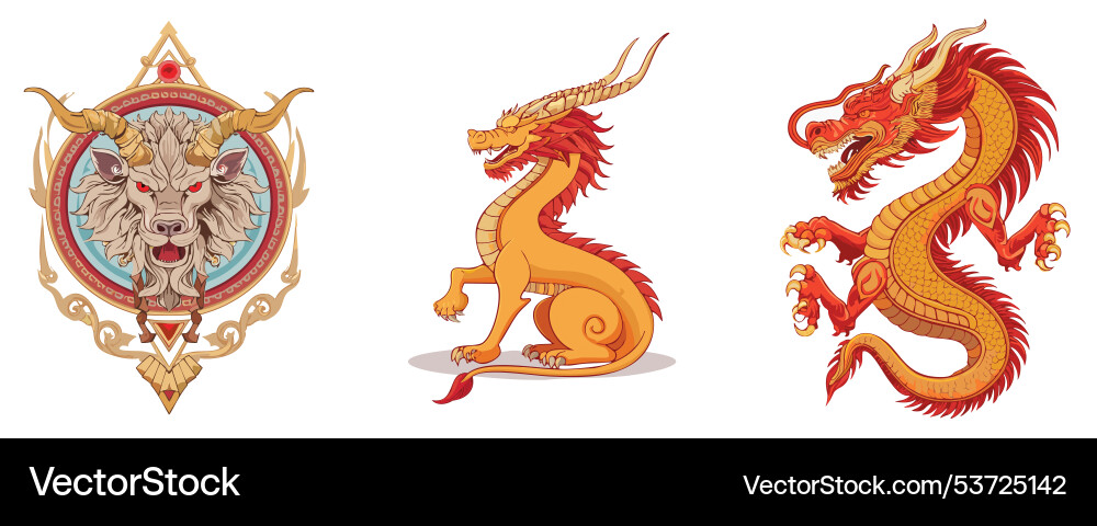 Stylized mythical creatures with fierce goat Vector Image