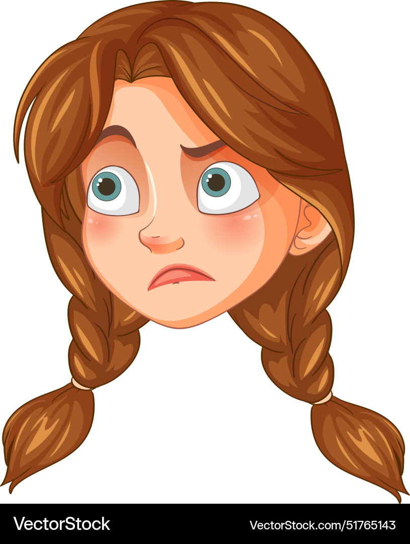 A girl with concerned expression Royalty Free Vector Image