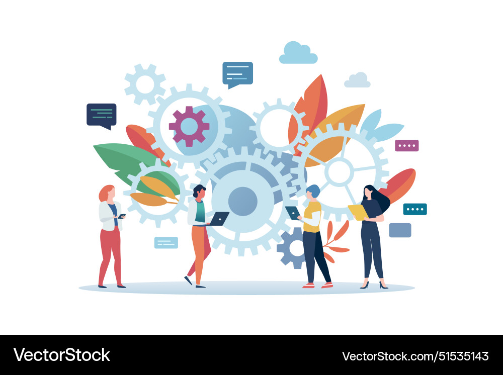 Business teamwork with mechanism system Royalty Free Vector