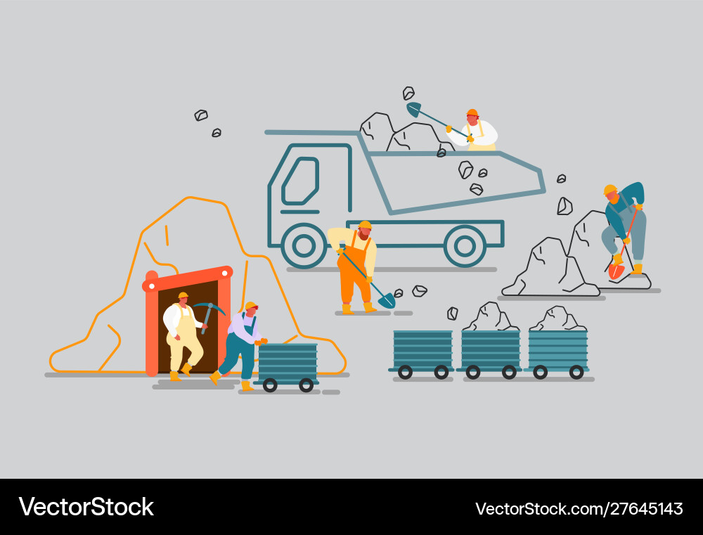 Coal mining extraction industry concept miner Vector Image