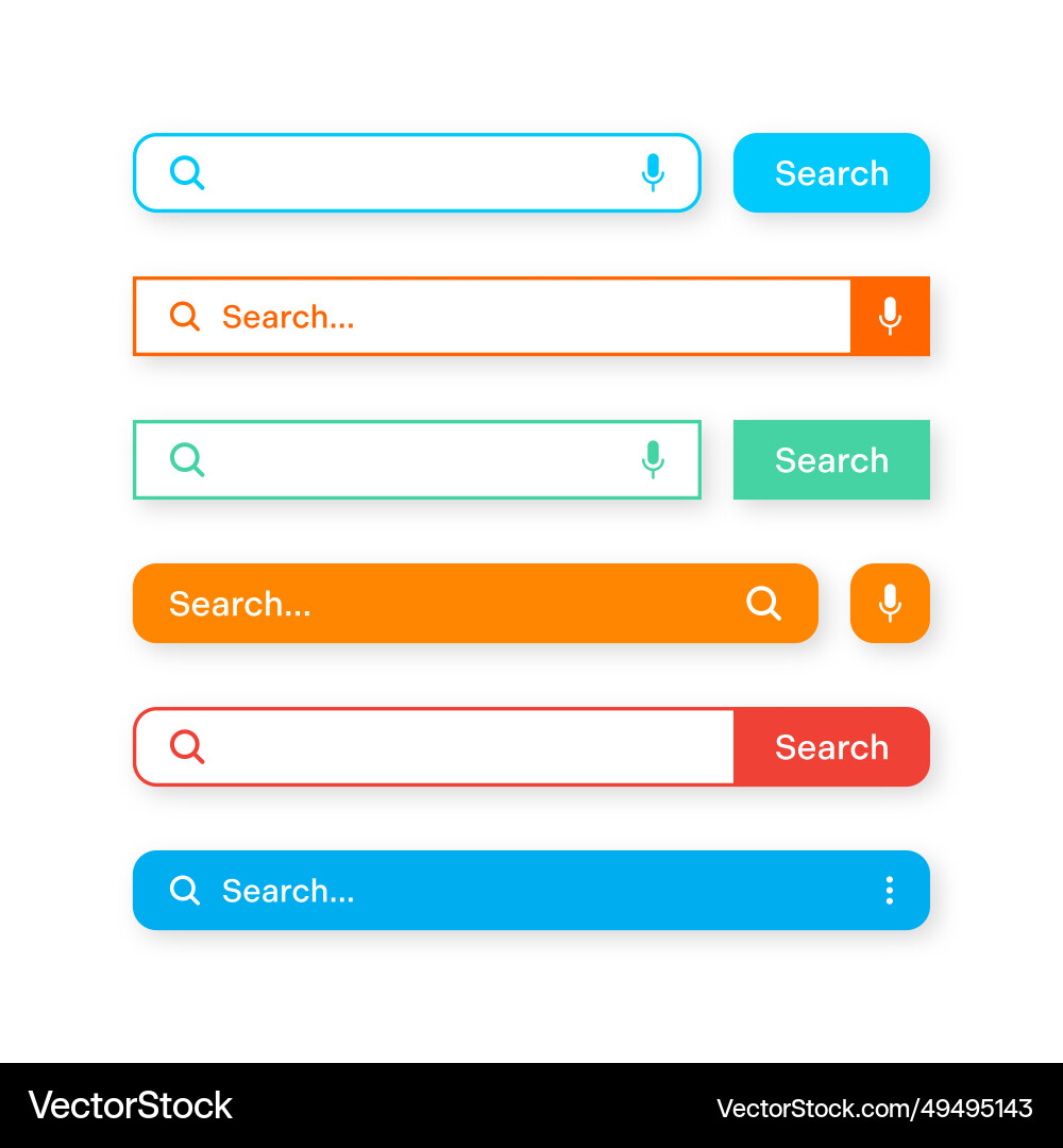 Colorful search bar templates internet browser Vector Image