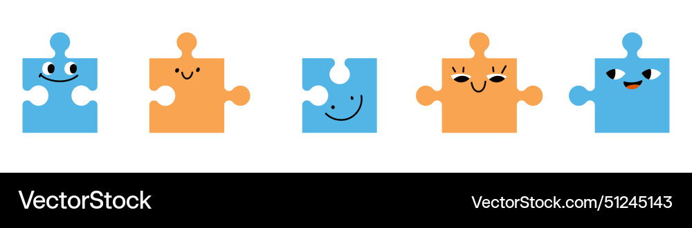 Cute cartoon puzzle character with abstract face Vector Image