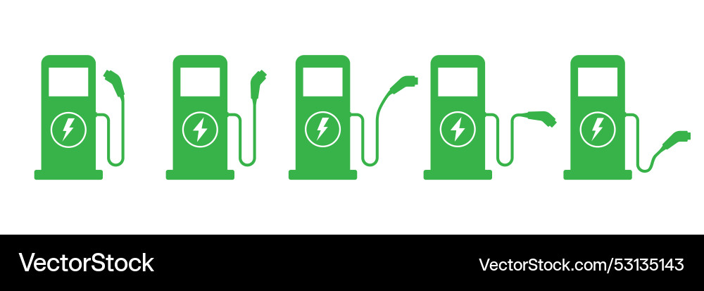 Electric vehicles charging point icons Royalty Free Vector