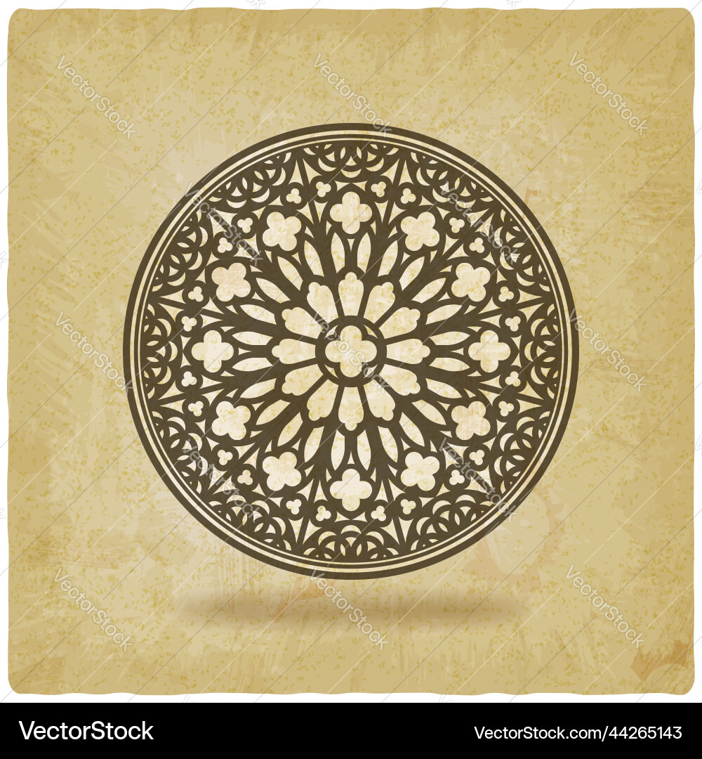 Gothic rose circular window on vintage background Vector Image
