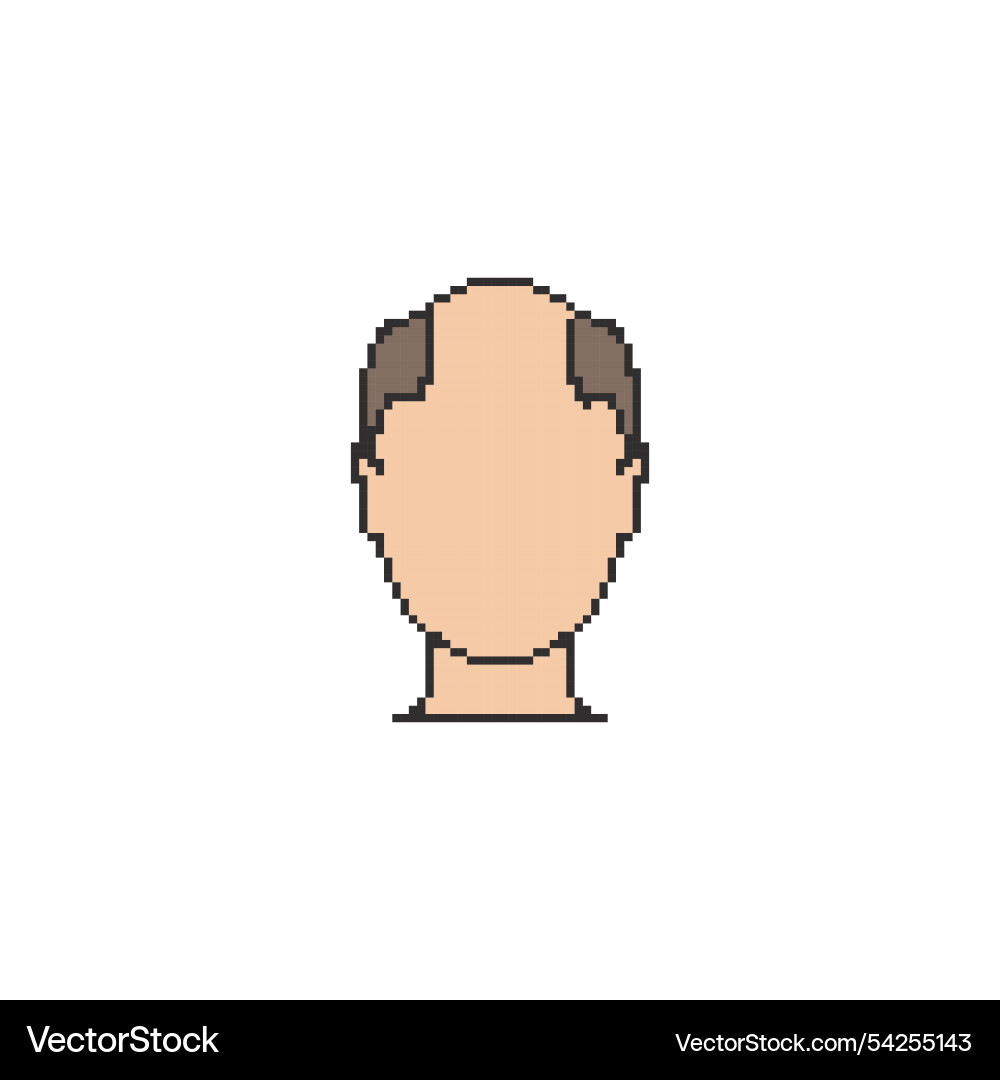 Pixelated bald avatar simple pixel art faceless Vector Image