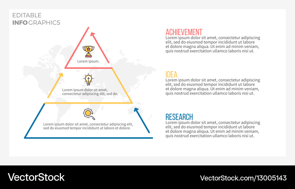 Presentation slide page with 3 steps parts Vector Image