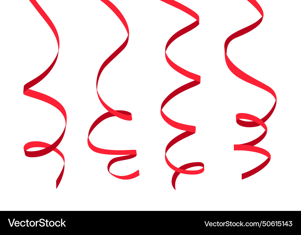 Red rolled ribbon isolated on white background Vector Image