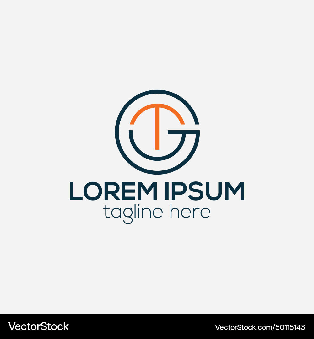 T g letter monogram logo with circle line Vector Image