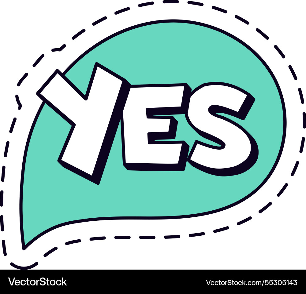 Yes word is written in capital letters inside Vector Image