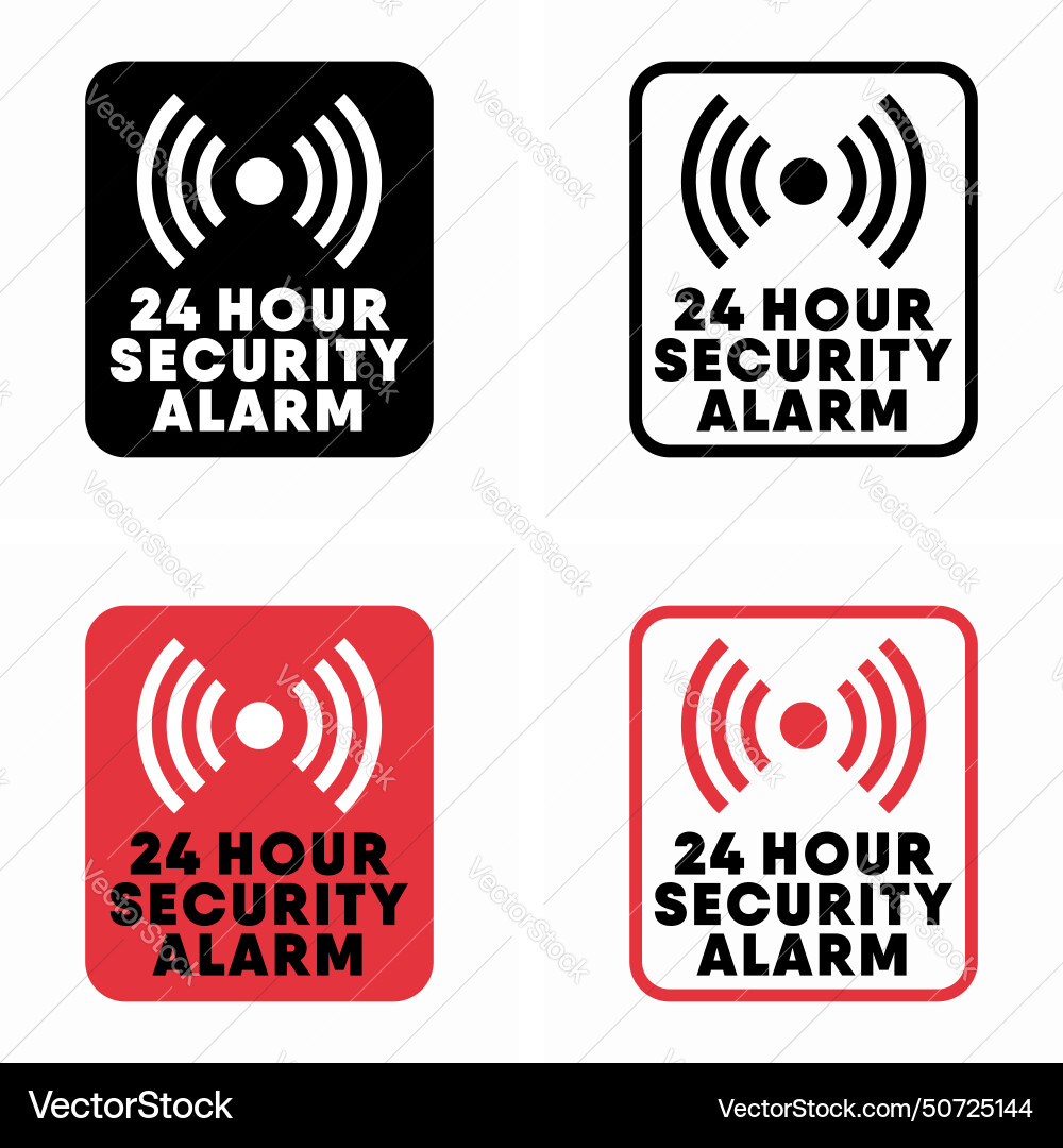 24 hour security alarm information sign Royalty Free Vector