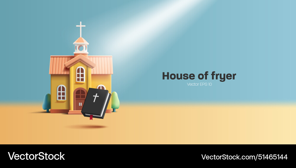 3d render church building icon white facade Vector Image