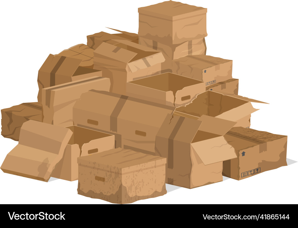 Broken damaged cardboard boxes torn carton Vector Image