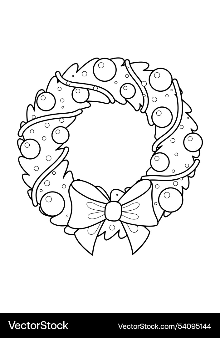 Christmas wreath with bow and decorations Vector Image