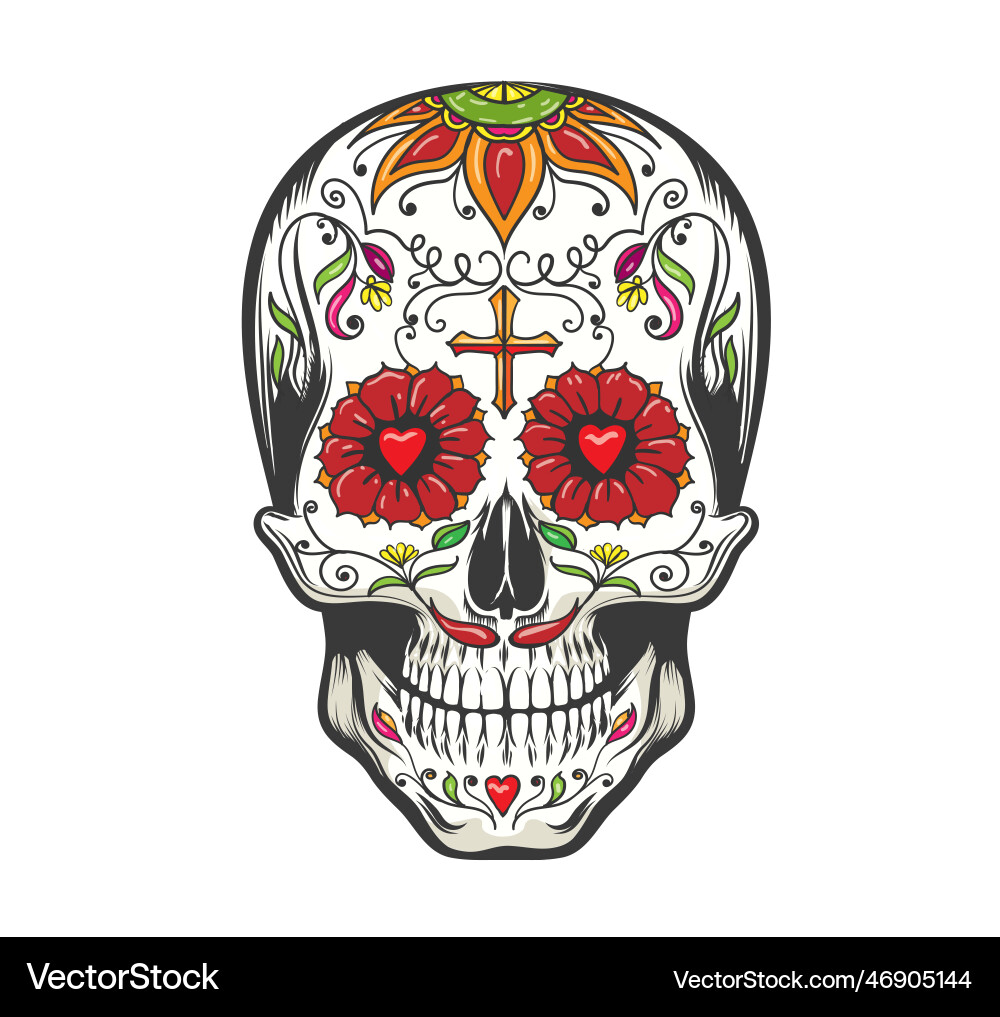 Colorful Sugar Skull Royalty Free Vector Image