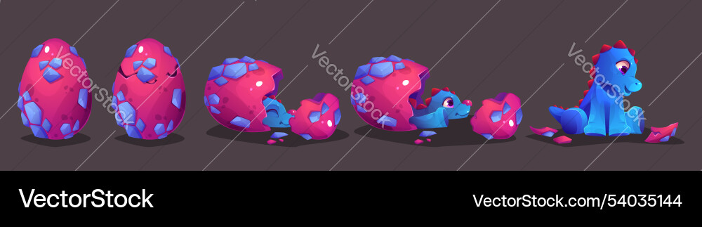 Cute baby reptile birth from egg Royalty Free Vector Image