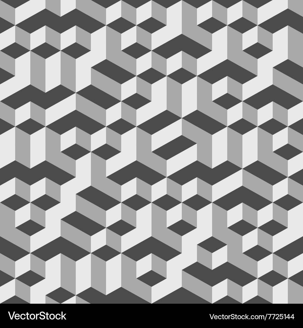 Grey geometric volume seamless pattern background Vector Image
