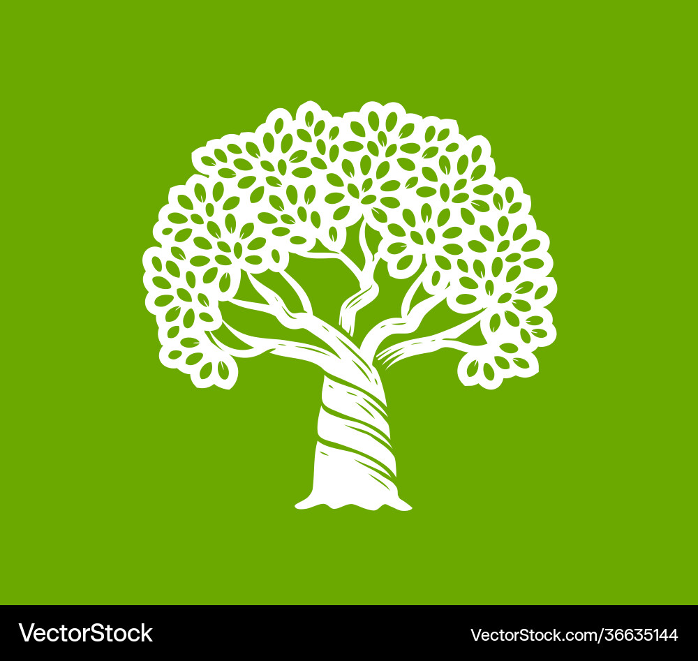 Growing big tree with leaves symbol nature Vector Image