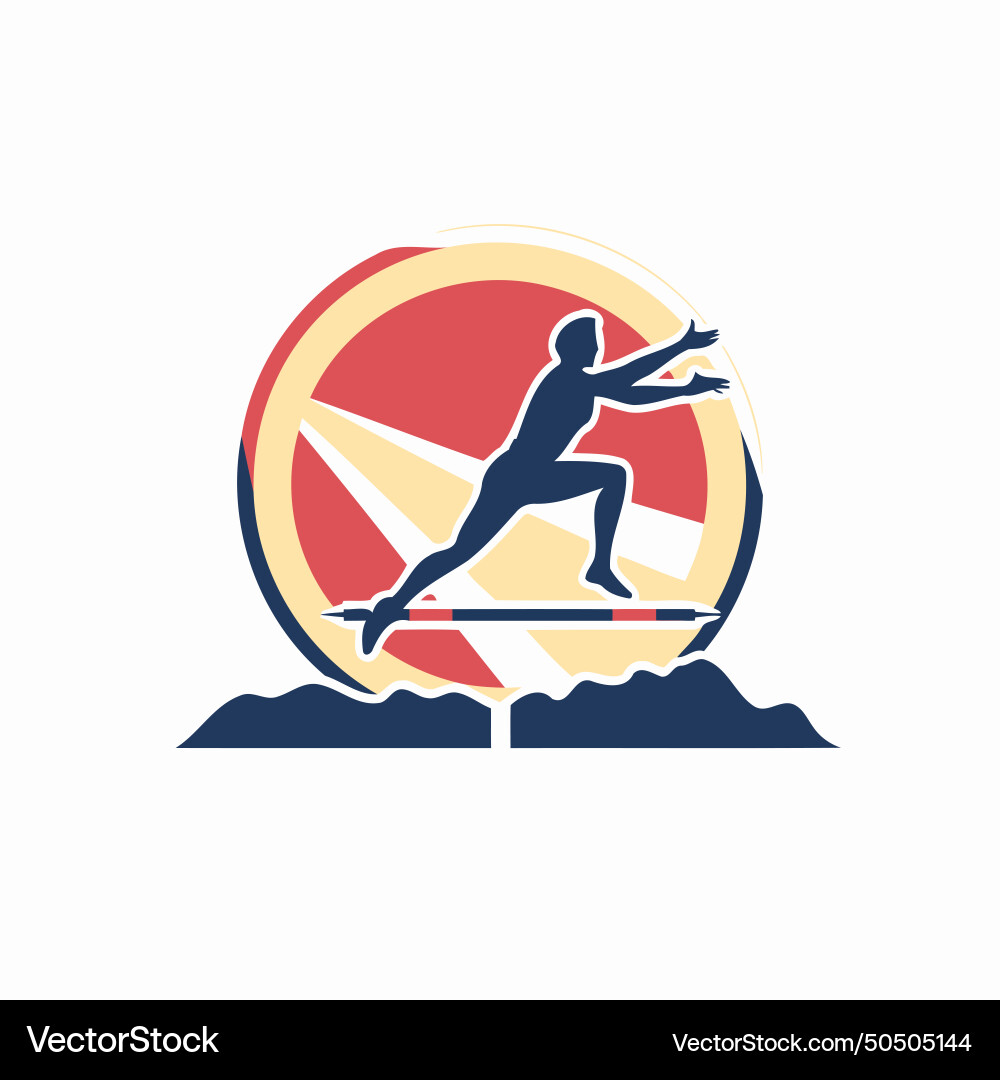High jump logo template athlete silhouette Vector Image