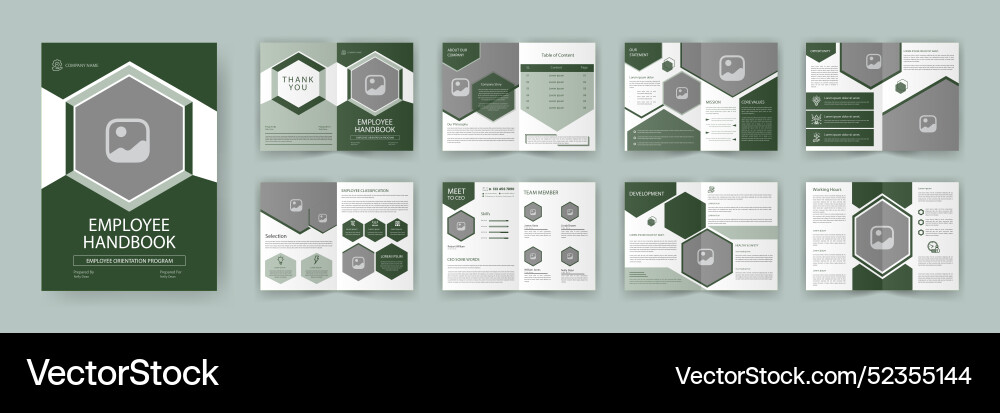 Hr employee handbook brochure template Royalty Free Vector