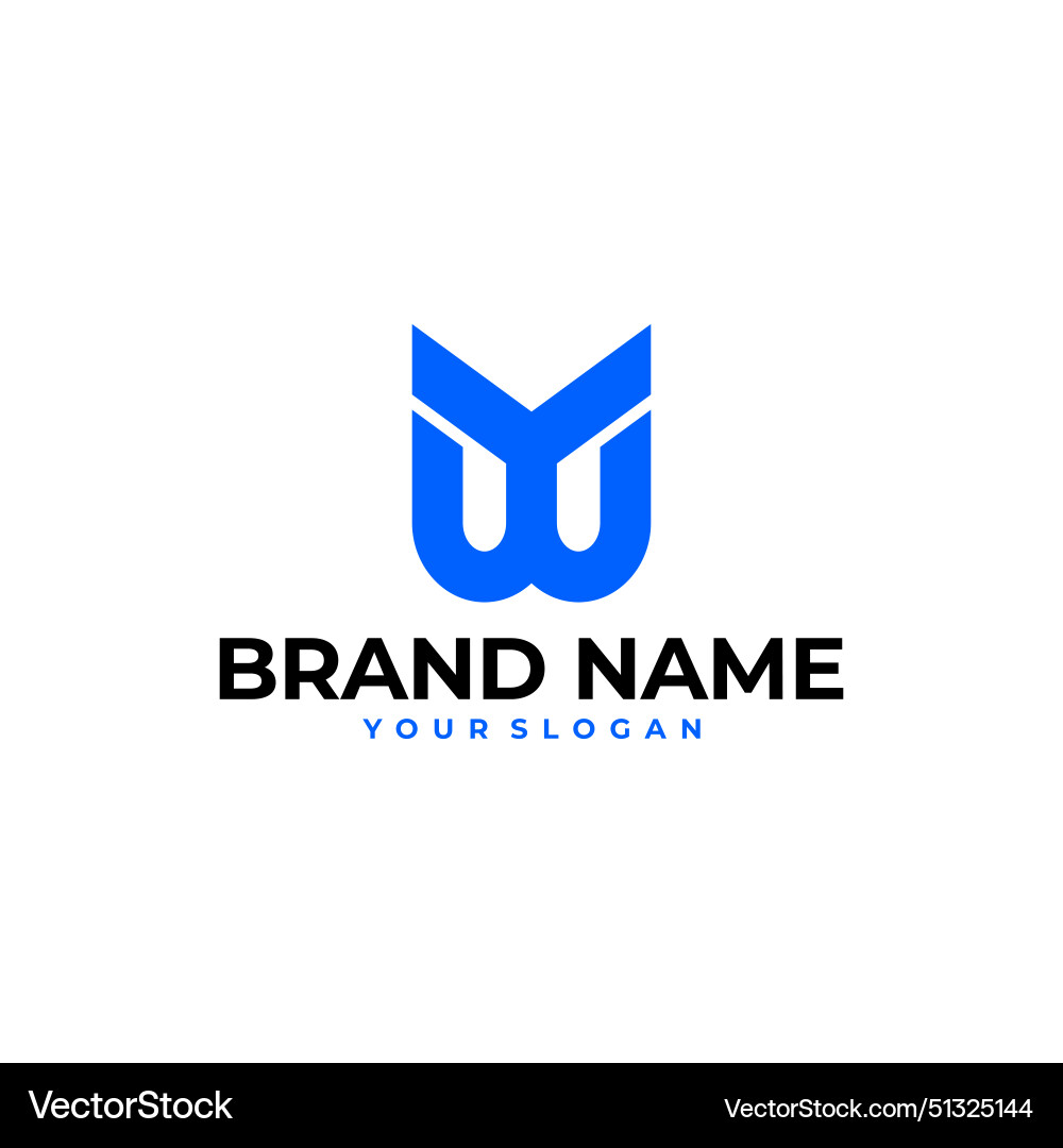 Letter w initial whale tail logo icon Royalty Free Vector