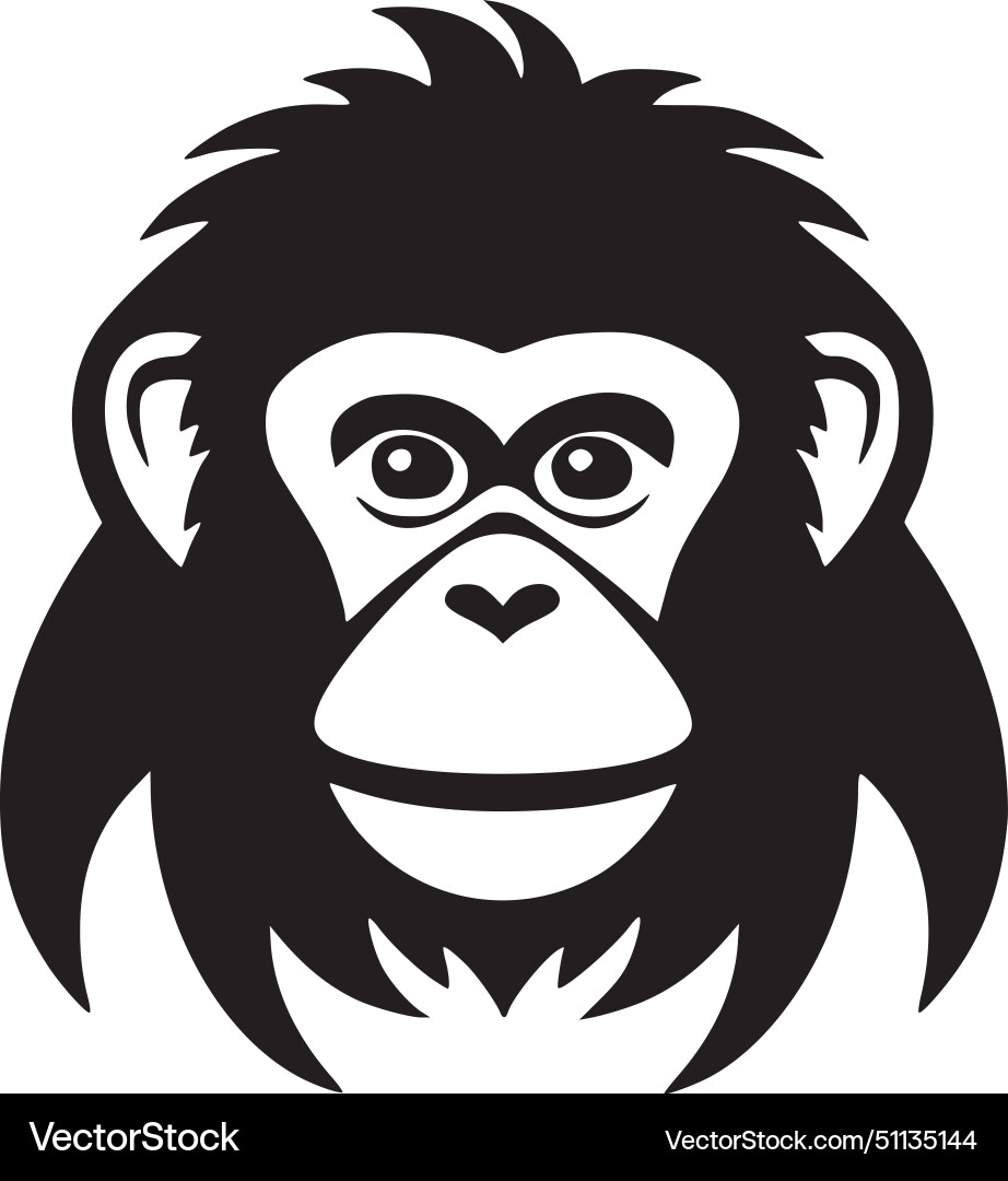 Monkey - minimalist and flat logo Royalty Free Vector Image