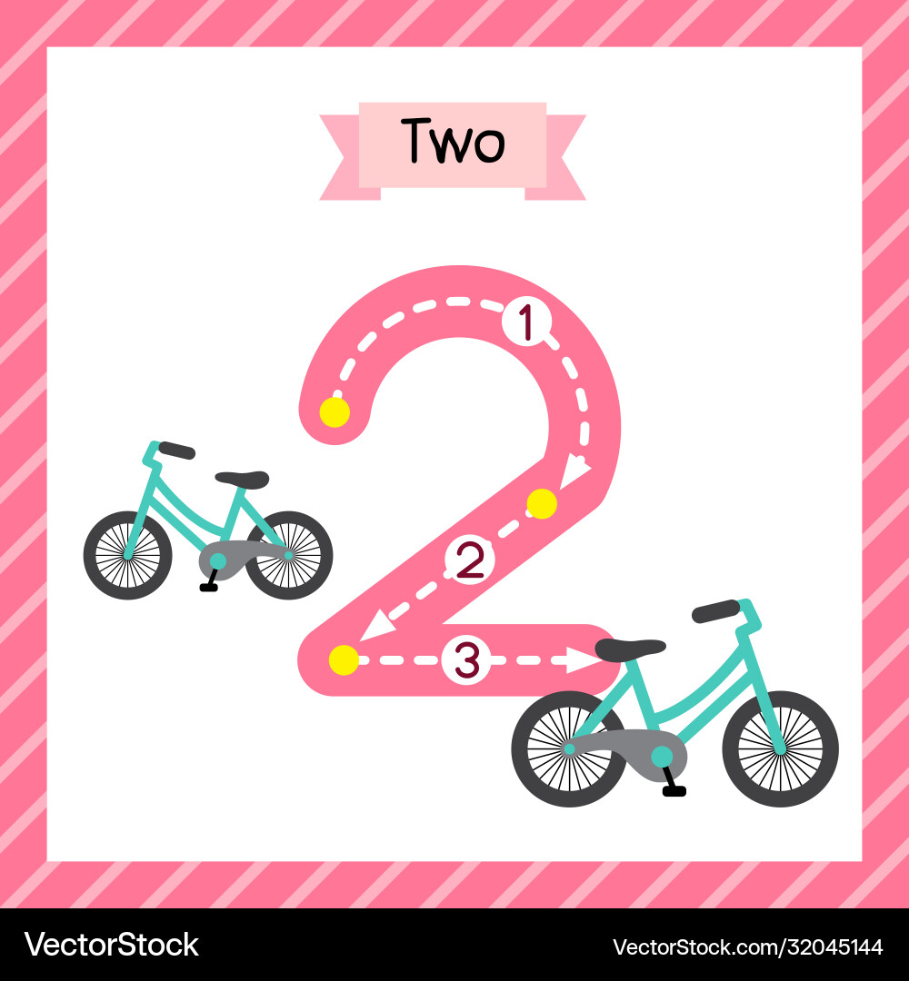 Number 2 transportation tracing flash card Vector Image