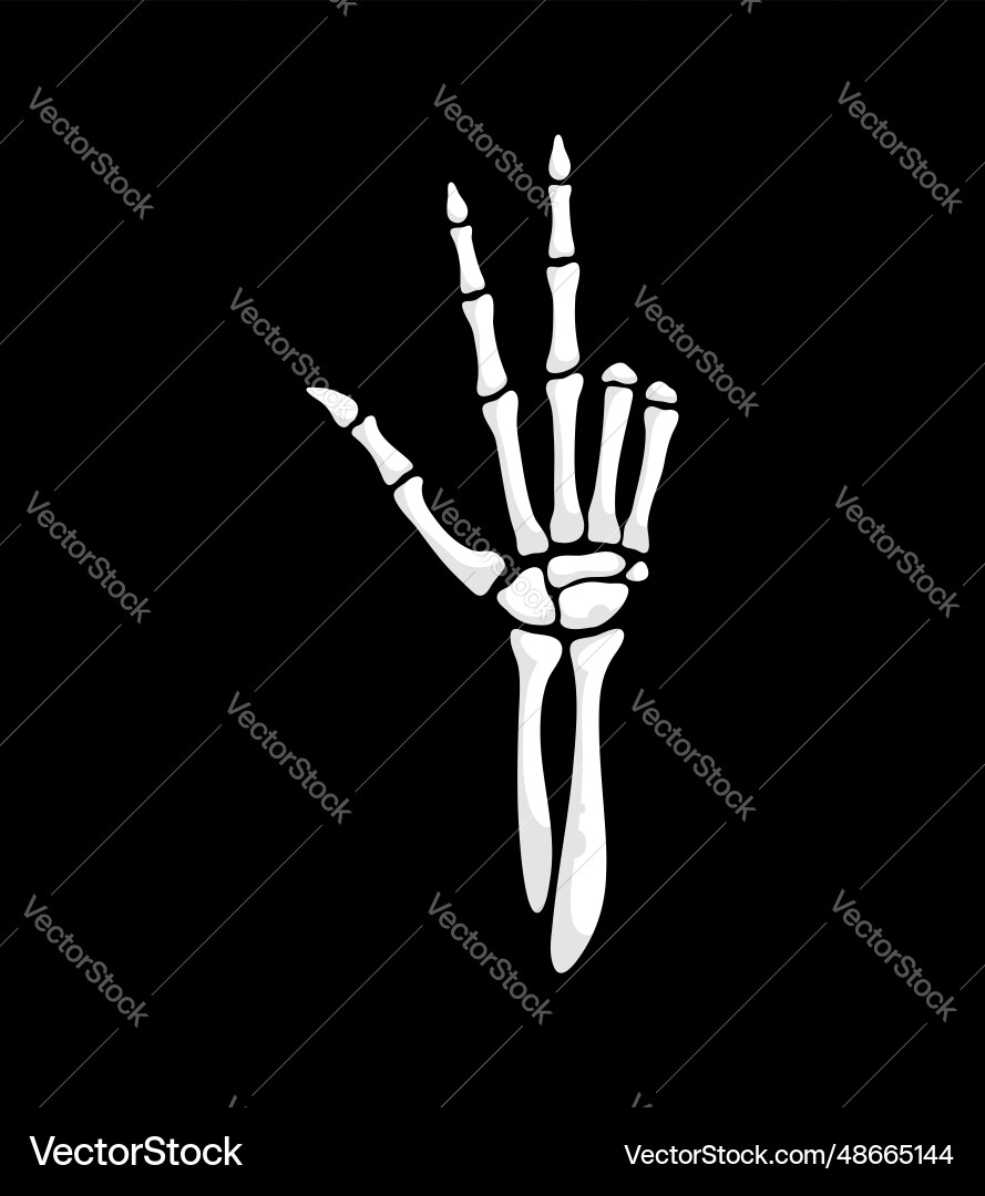 Skeleton Hand Three Fingers Up Royalty Free Vector Image