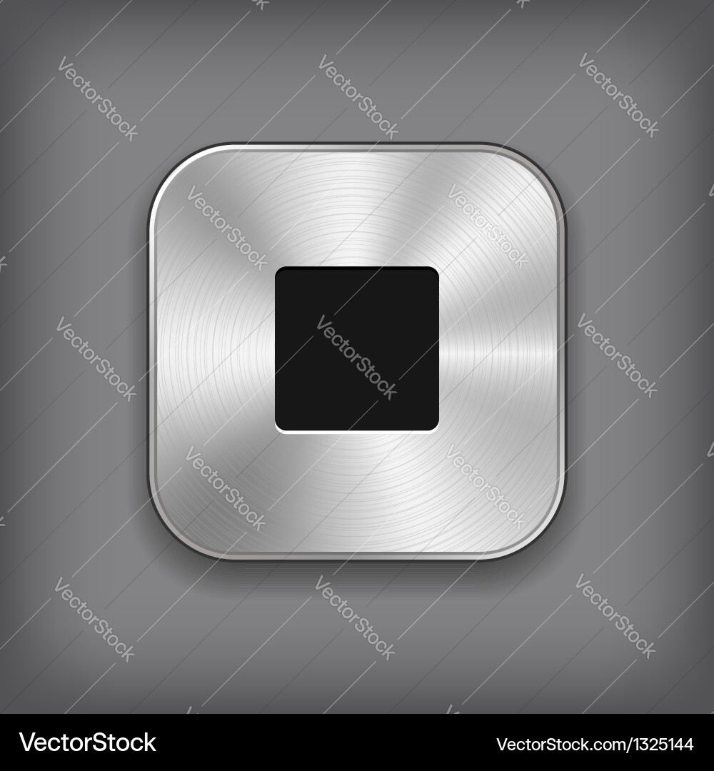 Stop - media player icon metal app button Vector Image
