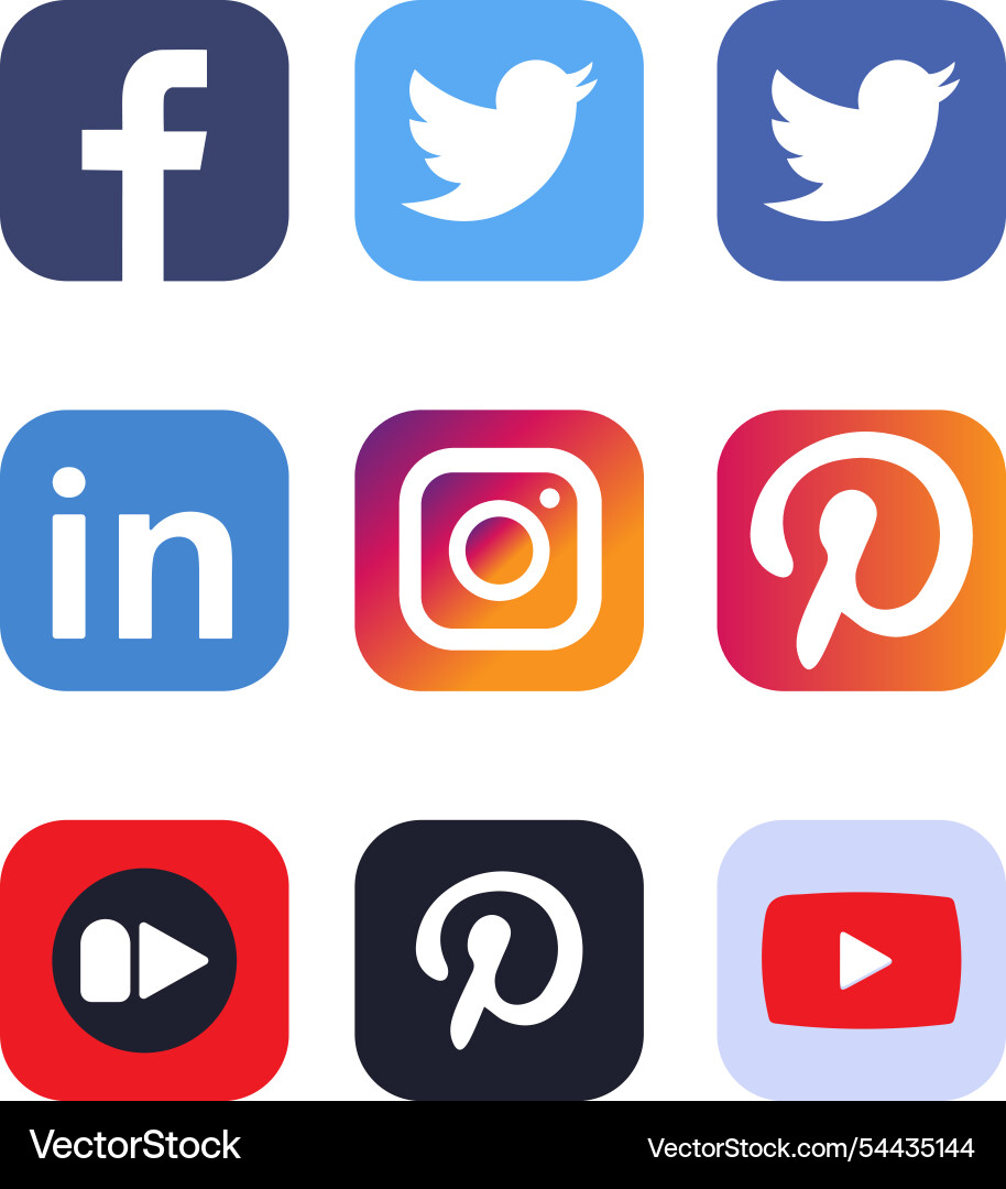 Trending gradient style social media icons Vector Image
