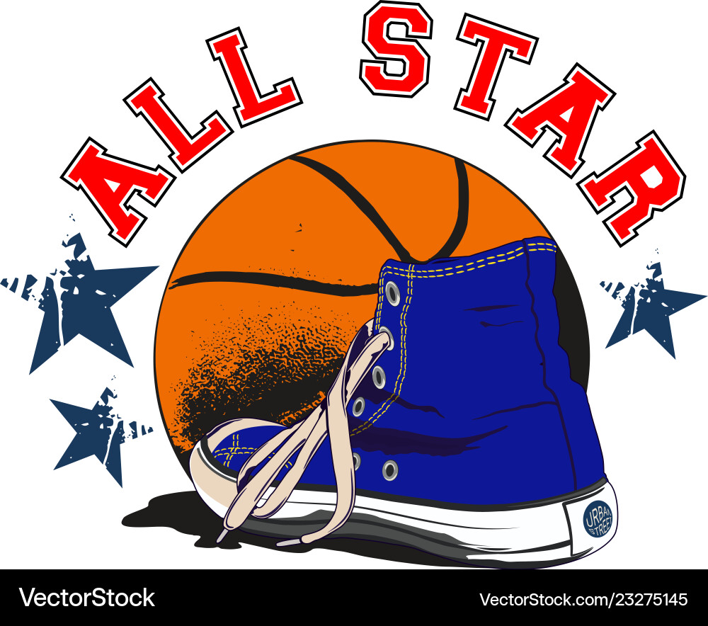 Basket blue shoe all star Royalty Free Vector Image
