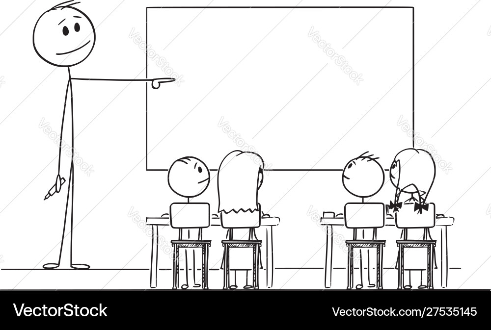 Cartoon teacher in classroom with marker Vector Image