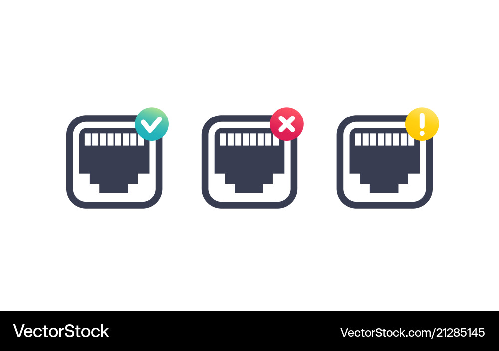 Ethernet network port icons on white Royalty Free Vector