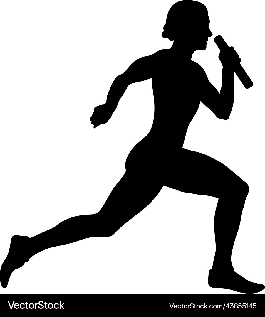 Female runner running relay race Royalty Free Vector Image