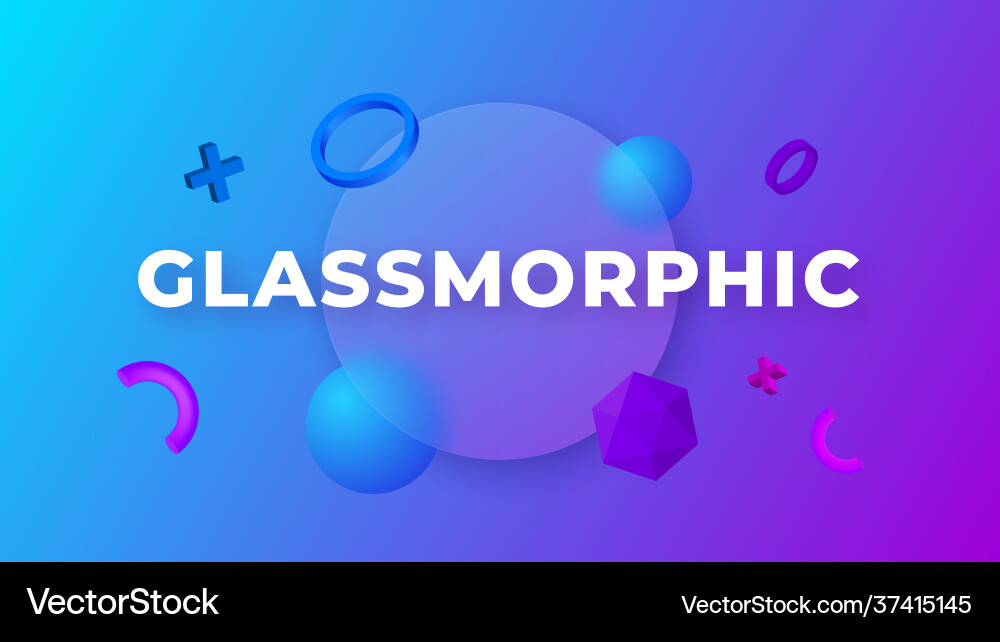 Glassmorphism concept with 3d geometric shapes Vector Image
