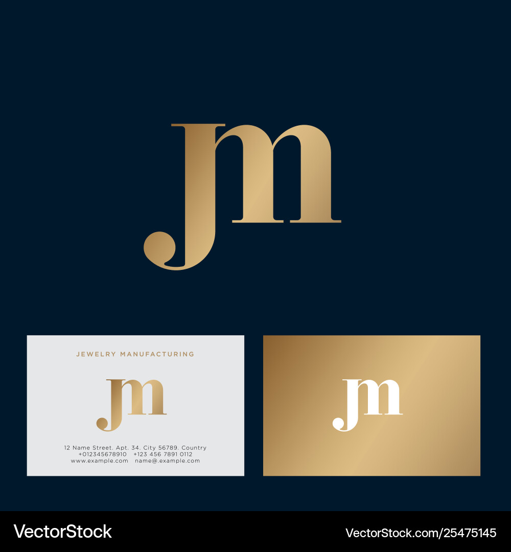 J and m letters monogram combined gold Royalty Free Vector
