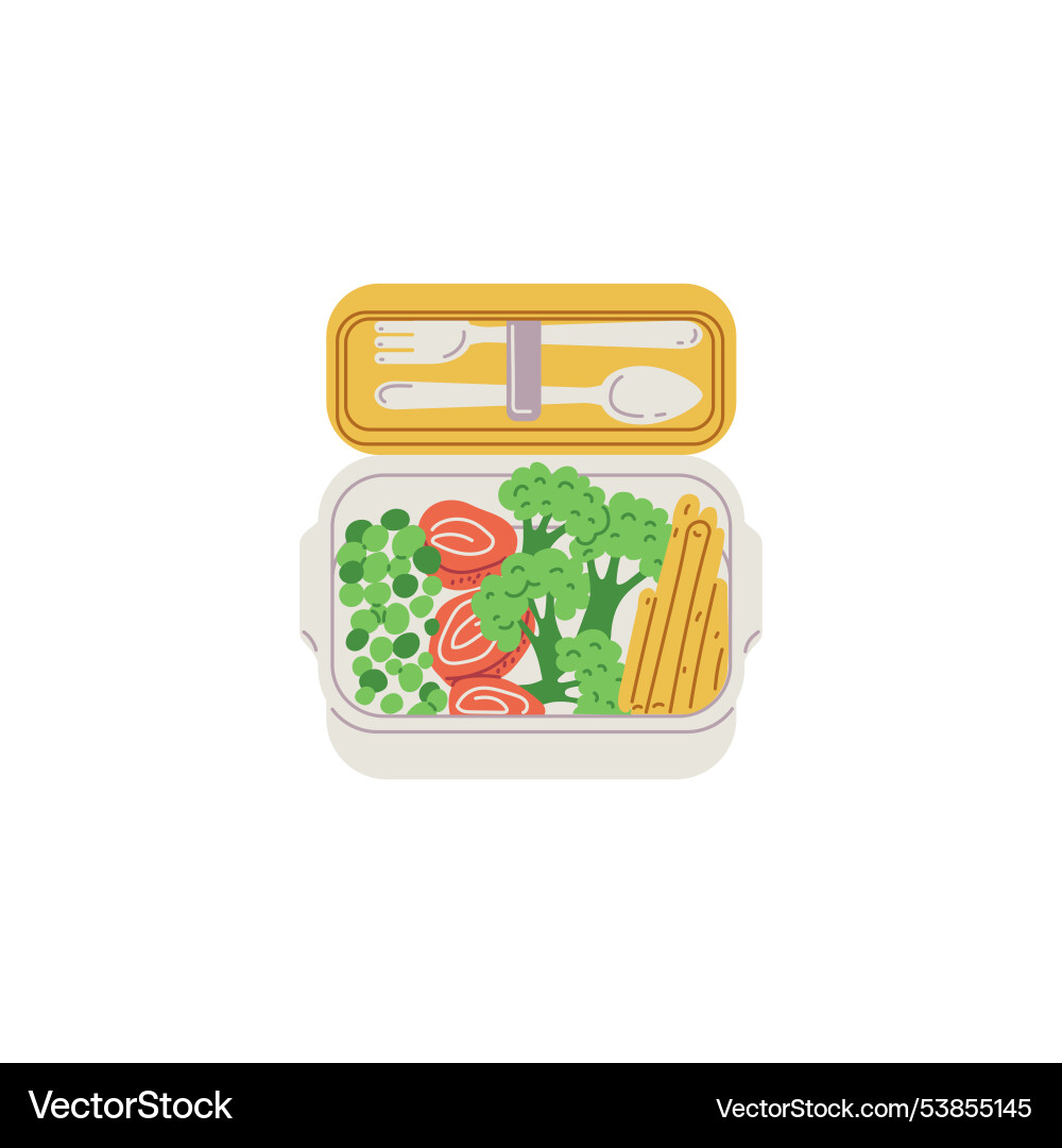 Opened bento box with food cartoon Royalty Free Vector Image