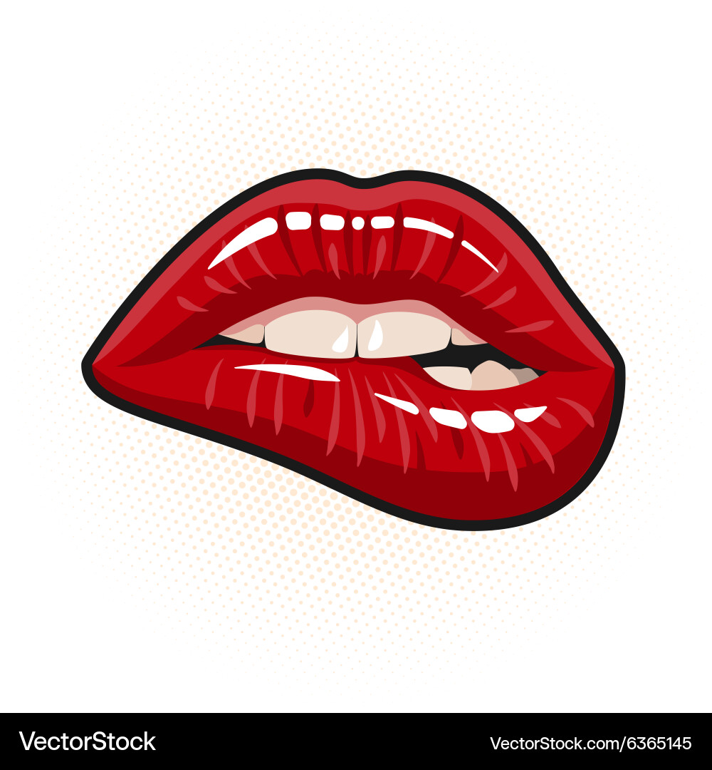 Red lip biting Royalty Free Vector Image - VectorStock