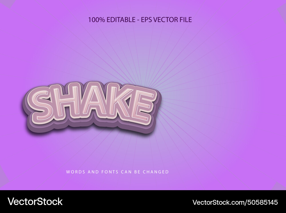Shake editable text effect emboss cartoon style Vector Image