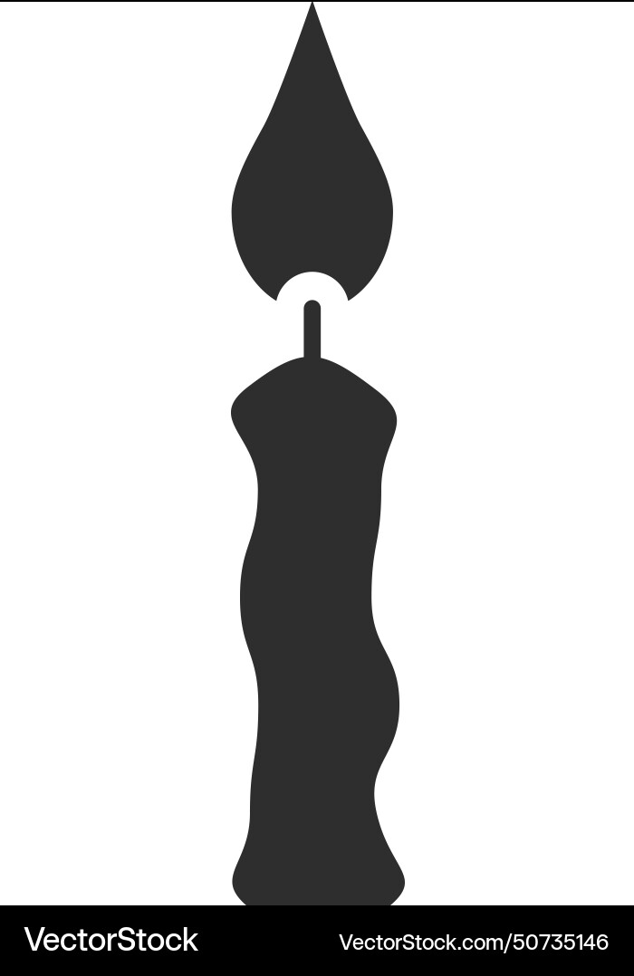 Candle light icon black wax decoration symbol Vector Image