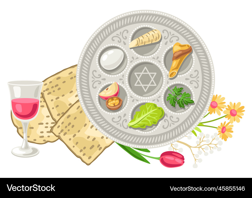 Happy pesach jewish passover plate Royalty Free Vector Image