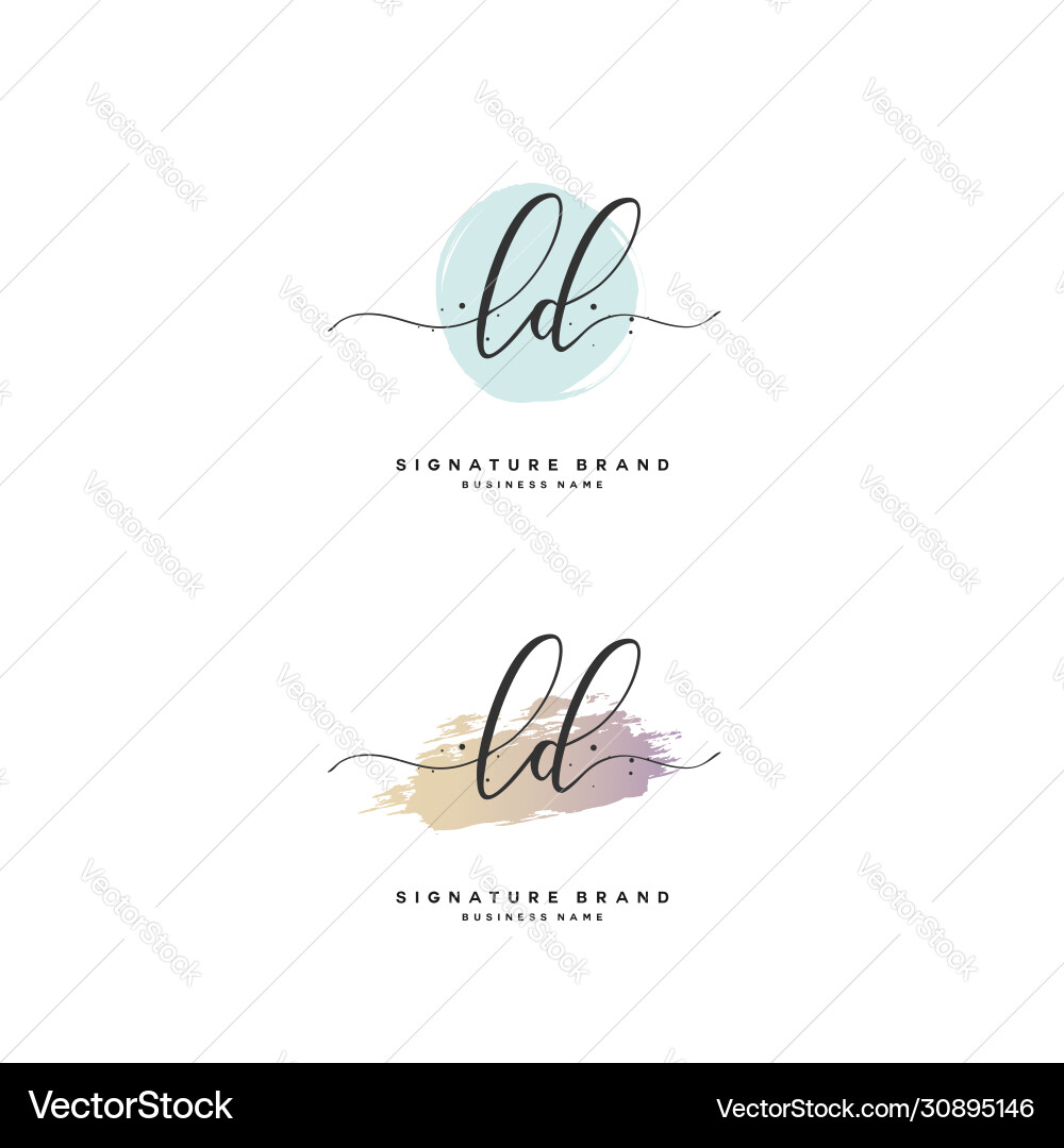 L d ld initial letter handwriting and signature Vector Image