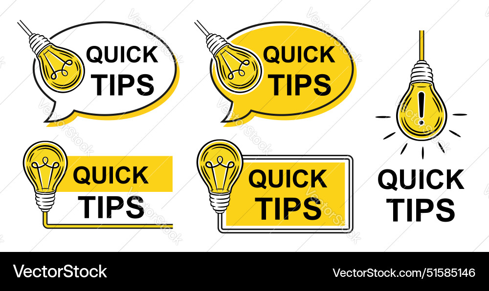 Quick Tips & Advice Icons Royalty Free Vector Image