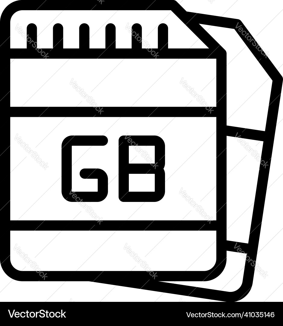 Sd gb icon outline data megabyte Royalty Free Vector Image