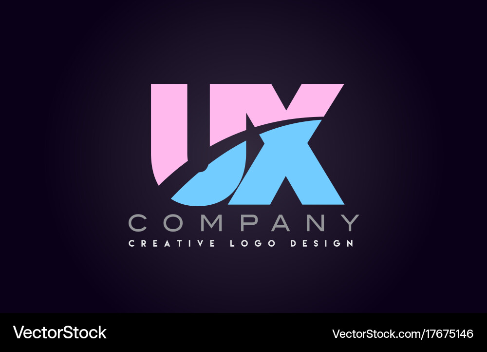 Ux alphabet letter join joined logo design Vector Image